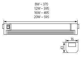 Podszafkowa oprawa liniowa GRELA TL2004B-16W 6264- Elektriko